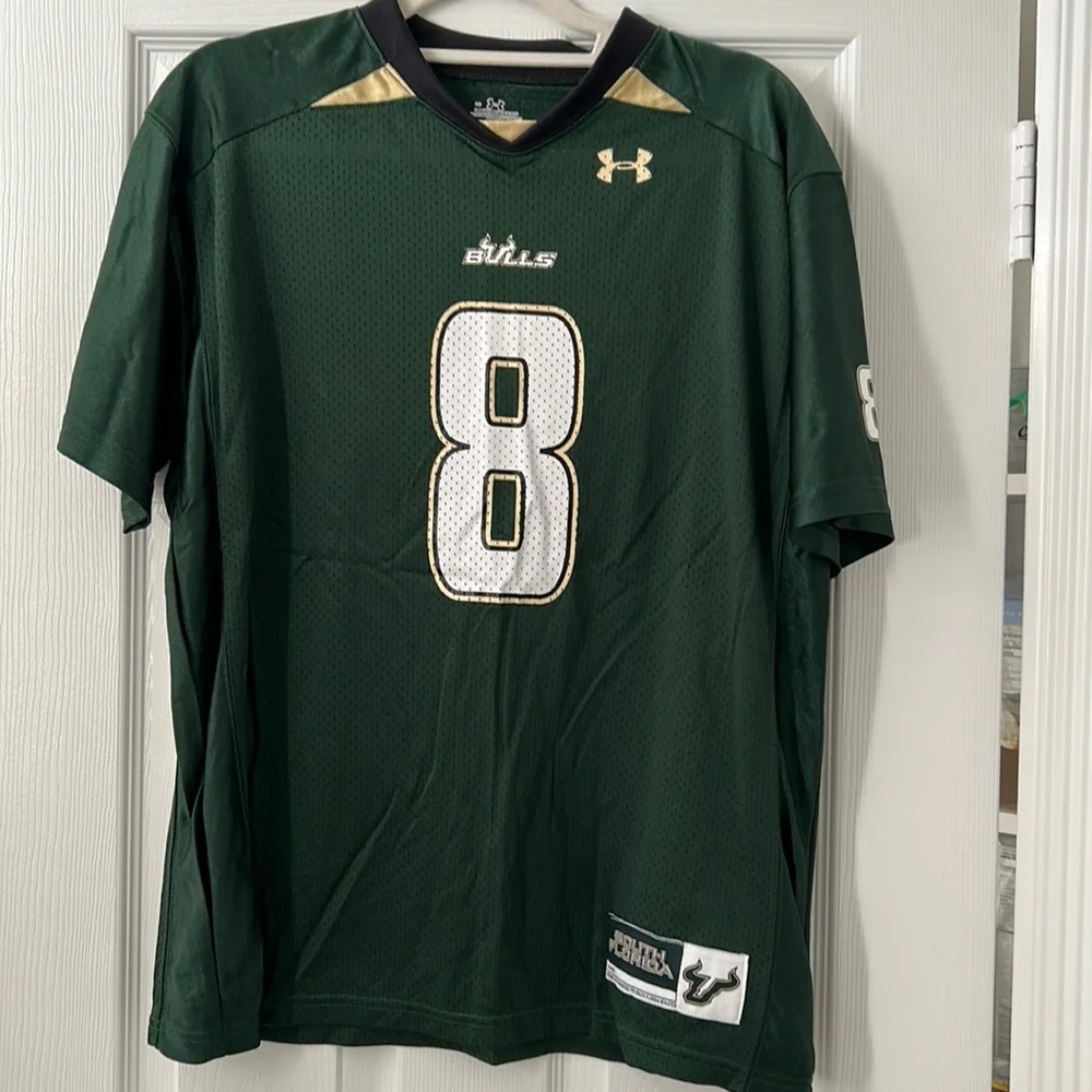 Under Armour | Shirts & Tops | Nwt Usf Bulls Green Football Jersey ...